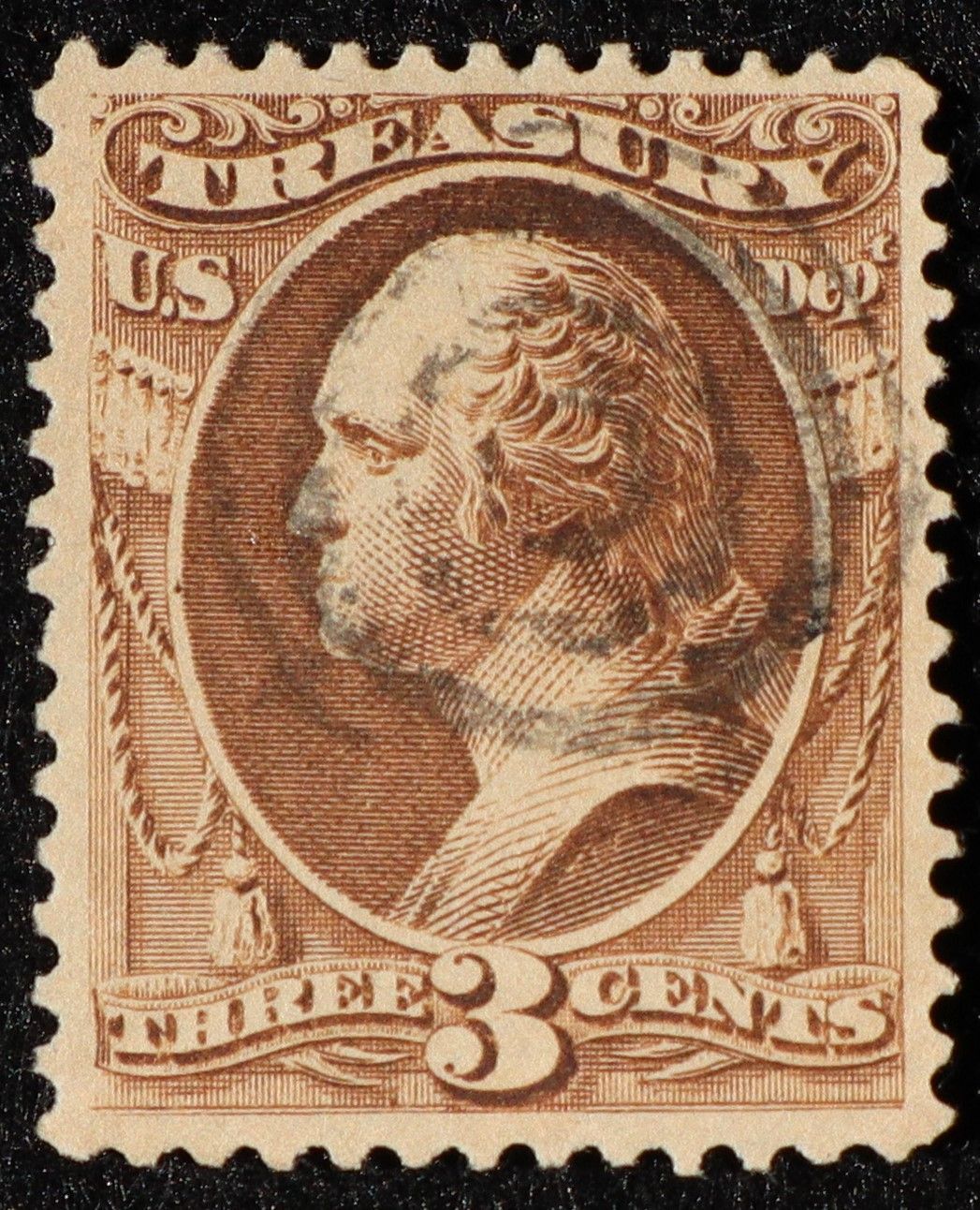 U.S. Used Stamp Scott #O109 3c Treasury Official. Target Cancel. Choice ...