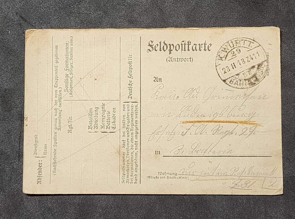 WW1 WWI Imperial German soldiers Feldpost Military war postcard 1918 ...