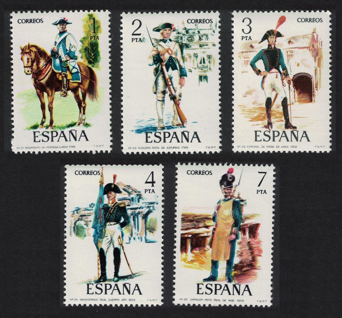 Spain Spanish Military Uniforms 5th series 5v 1975 MNH SG#2322-2326 ...