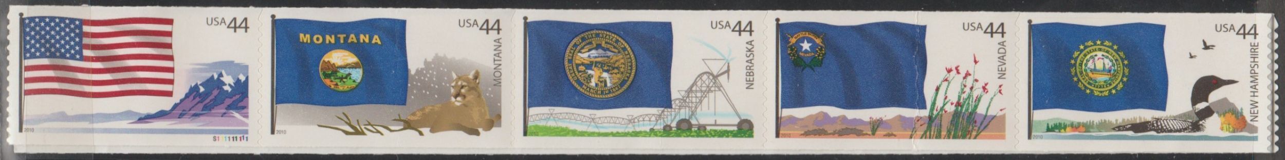 4303-12, PL# Strip of 10. "Flags of our Nation - Set#4" MNH .44 cent ...