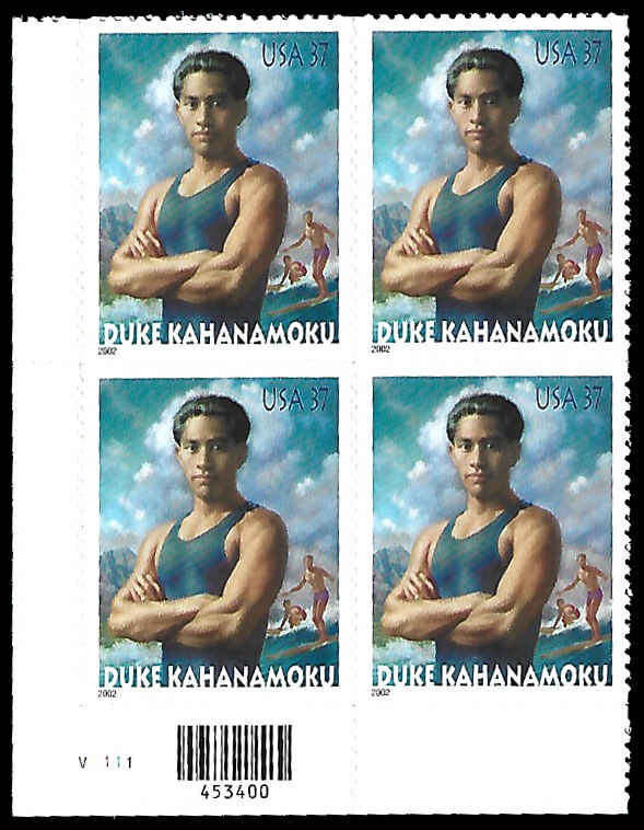 PCBstamps US #3660 PB $1.48(4x37c)Duke Kahanamoku, V1111, MNH, (PB-3 ...