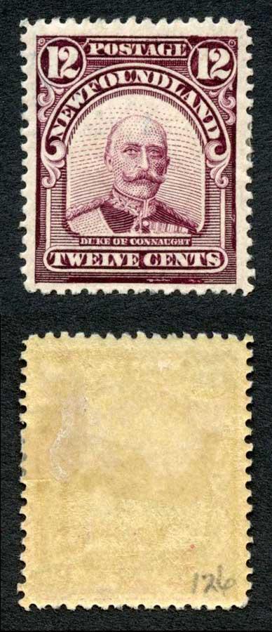 Newfoundland SG126 12c MAJOR Re-entry (listed by Unitrade) Fine M/M ...