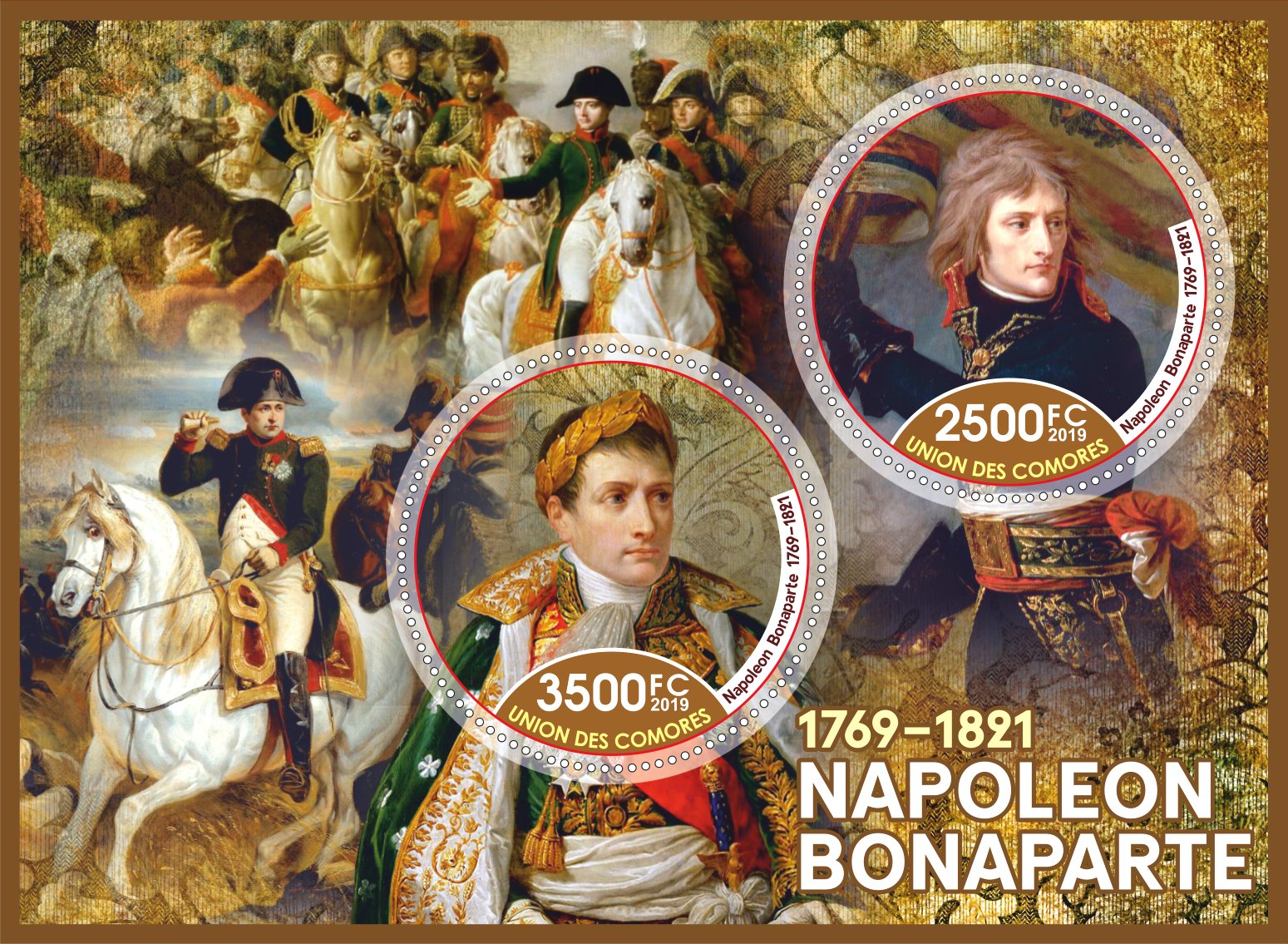 Stamps. Famous people. Napoleon Bonaparte 2019 year 1+1 sheets ...