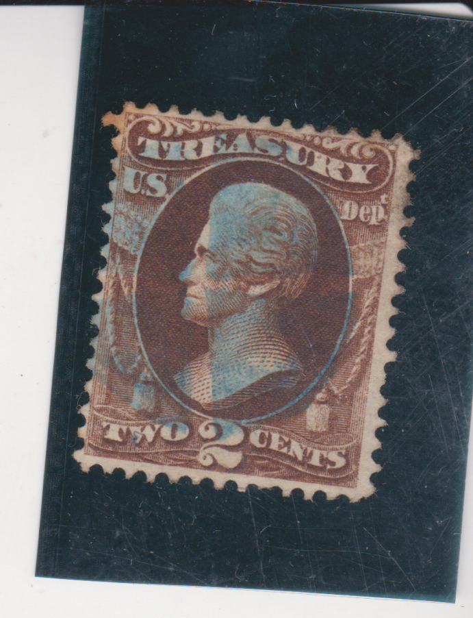 US Scott # O73 Used 3cts Treasury Dept. Official Stamp w/deep blue ...