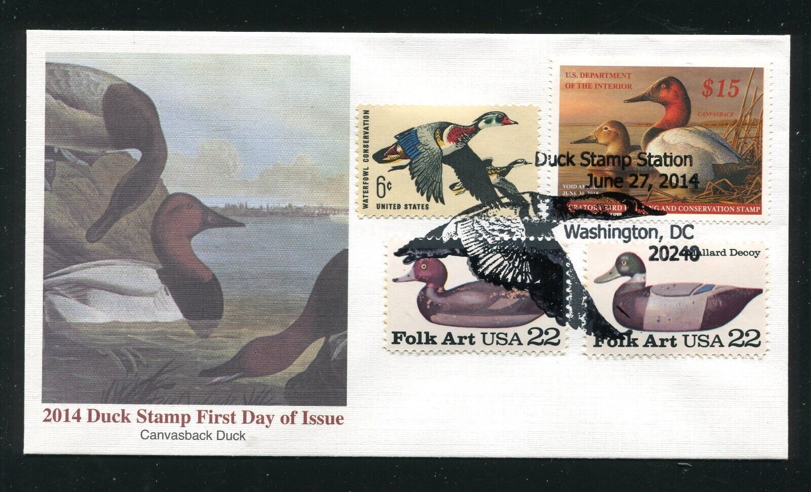 RW81 Canvasbacks Federal Duck Stamp First Day Cover MNH 2014 Fleetwood ...