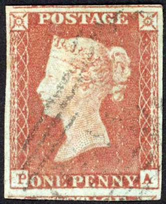1841 Penny Red (PA) Plate 76 Fine Four Margins Cat 35 pounds | United ...