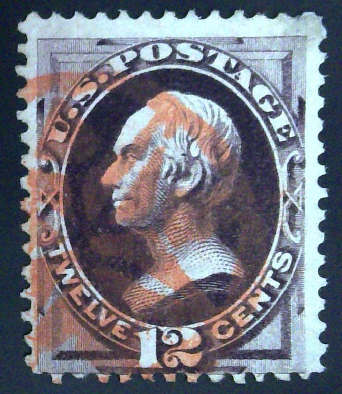 Scott #162 - VG - 12c Blackish Violet - Clay - Used with Red NYFM ...