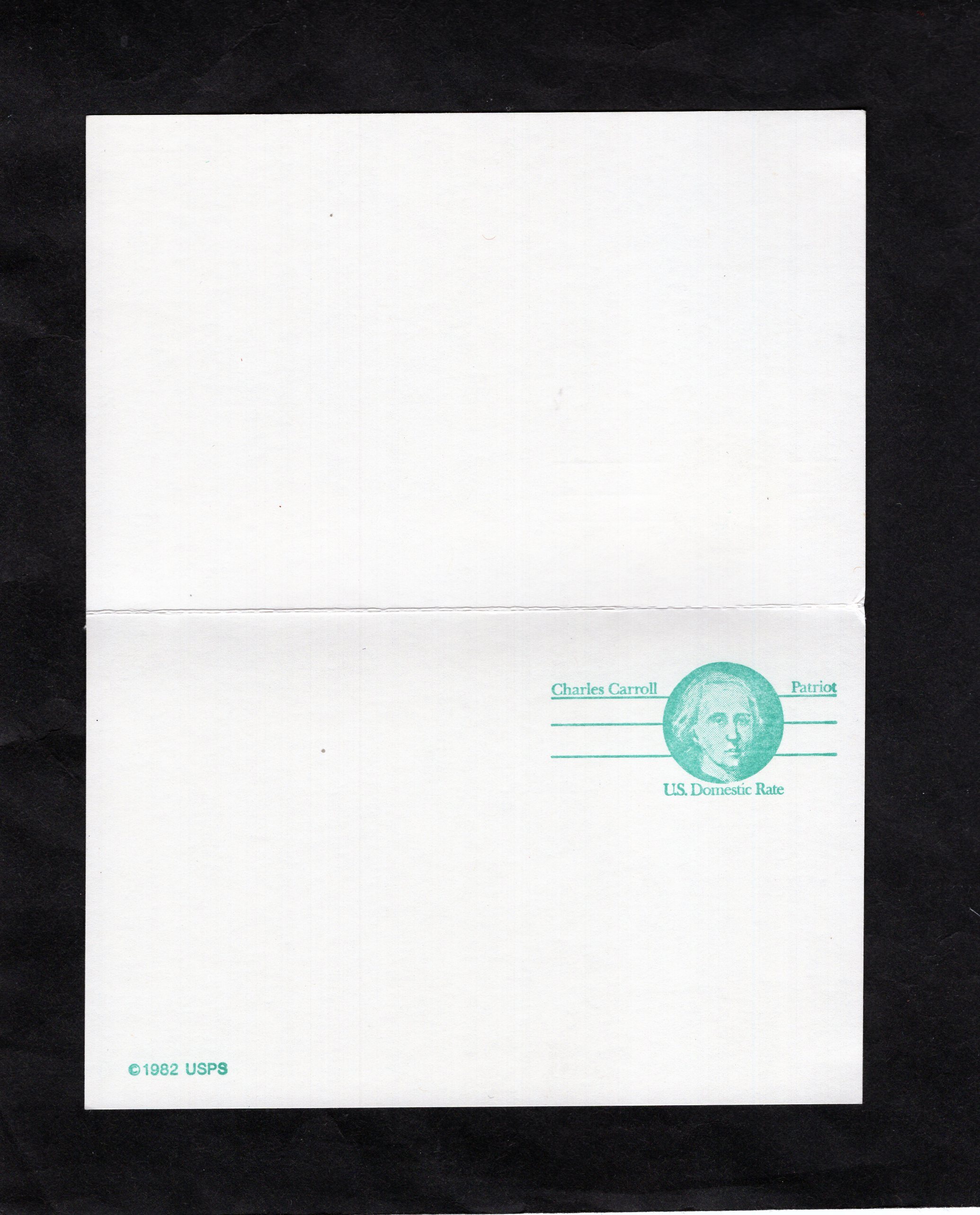 UY35 Charles Carroll, unused postal reply card folded | United States ...