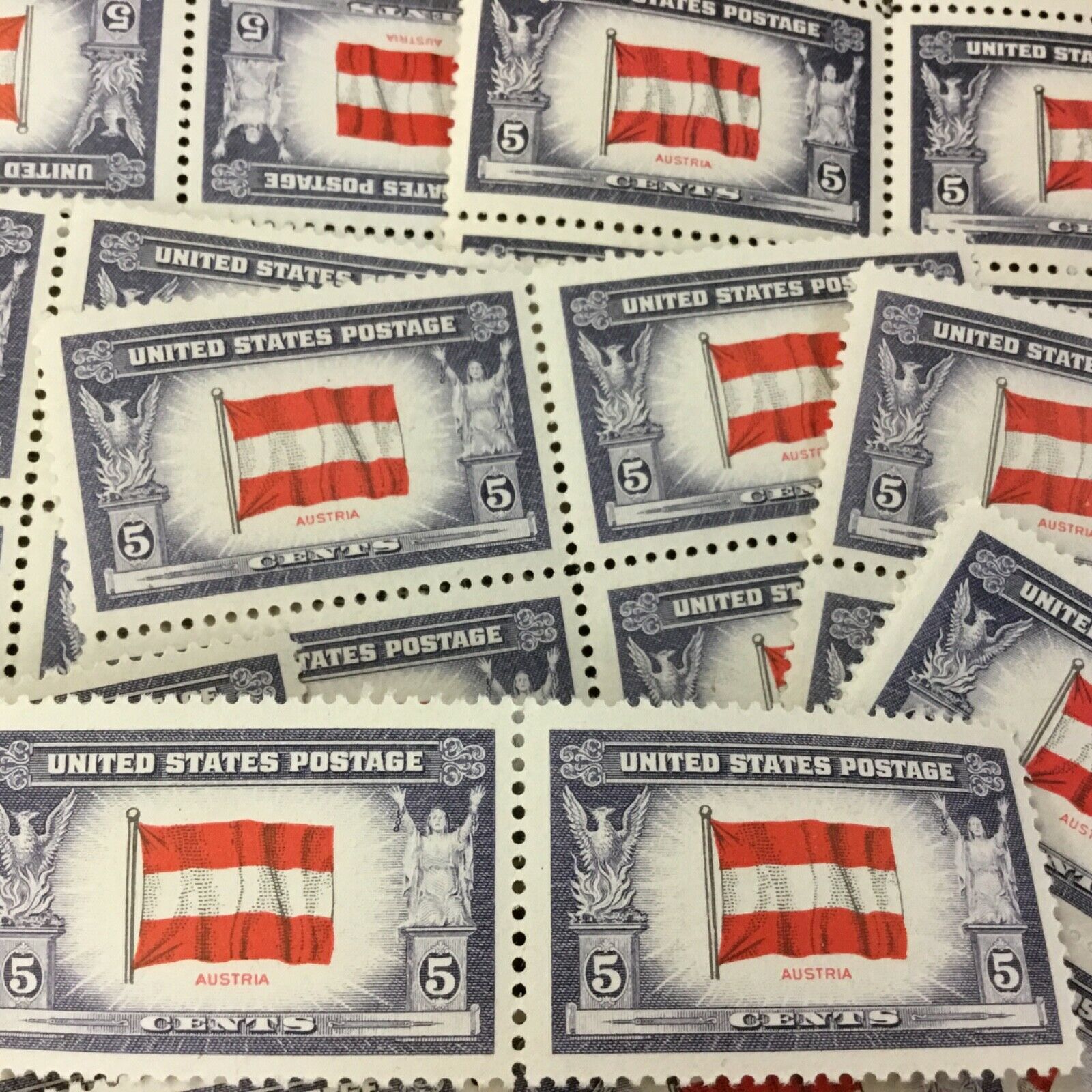 919 Austria, Overrun Nations Flags World War II 100 Mint 5 cent 1943 ...