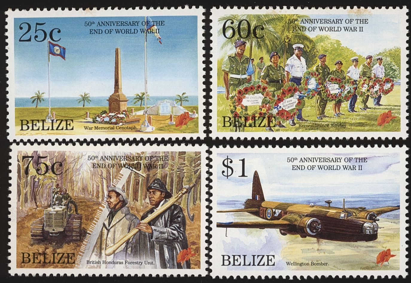 BELIZE Sc 1047-50 VF/MNH - 1995 - End of WWII, 50th Anniv - See ...