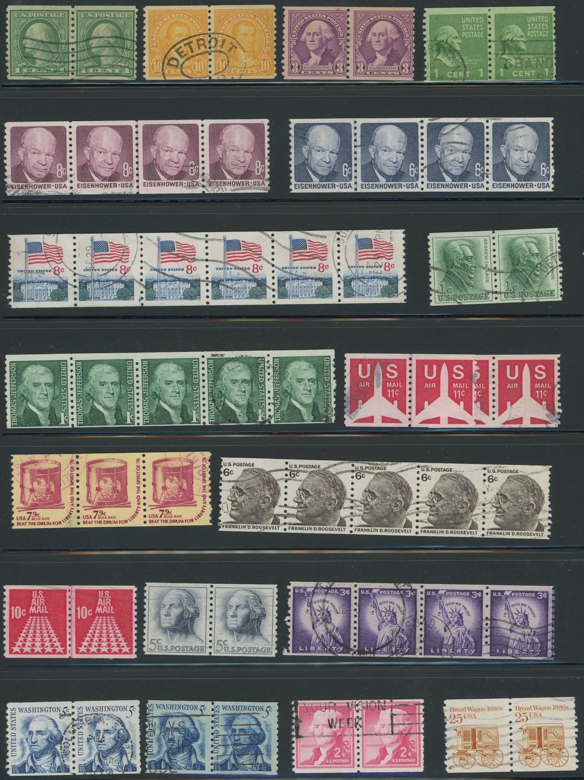 USA page of used coil multiples including line pairs, strips, etc ...