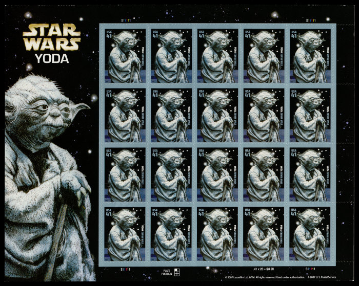 US #4205 YODA Full Sheet, VF mint never hinged, wonderful sheet, SUPER ...