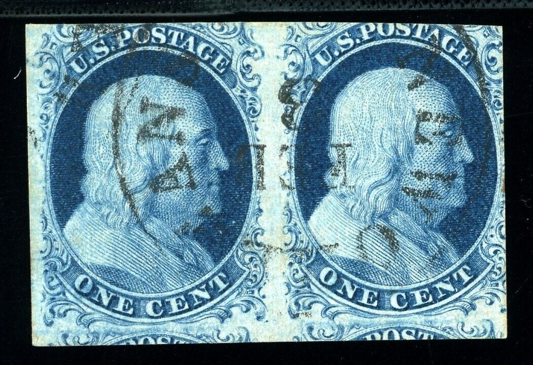 USAstamps Used FVF US 1855 Franklin Pair Pos 83-84L2 Scott 7 | United ...
