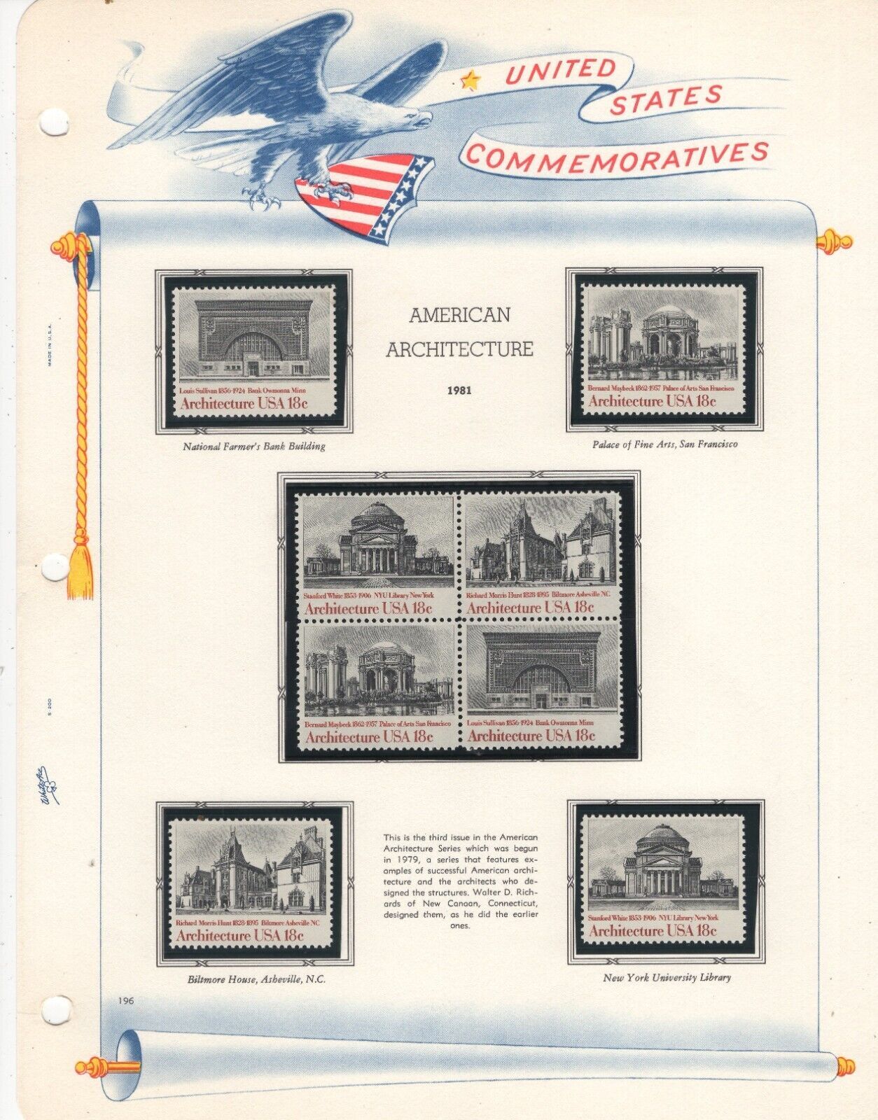 Scott 1928 - 1931 - American Architecture. Set & Block Of 4 MNH. #02 ...