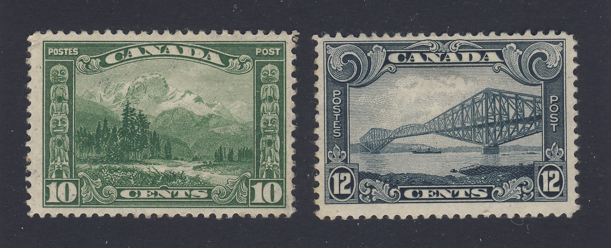 2x Canada Scroll Issue MH Stamps; #155-10c F/VF 156-12c F Guide Value ...