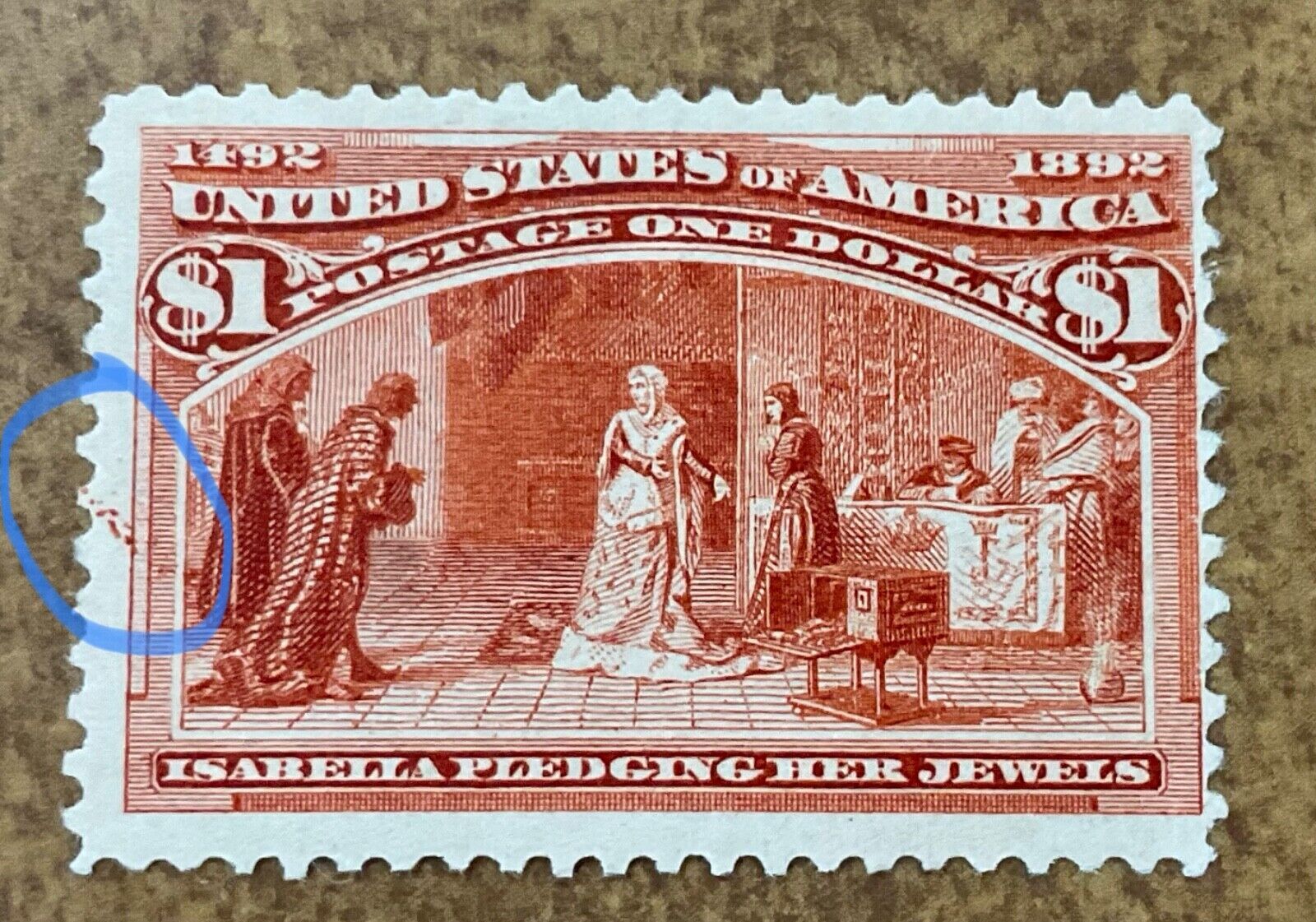 241 $1 1893 Columbian OG fine, plate flaw or ink smear error | United ...