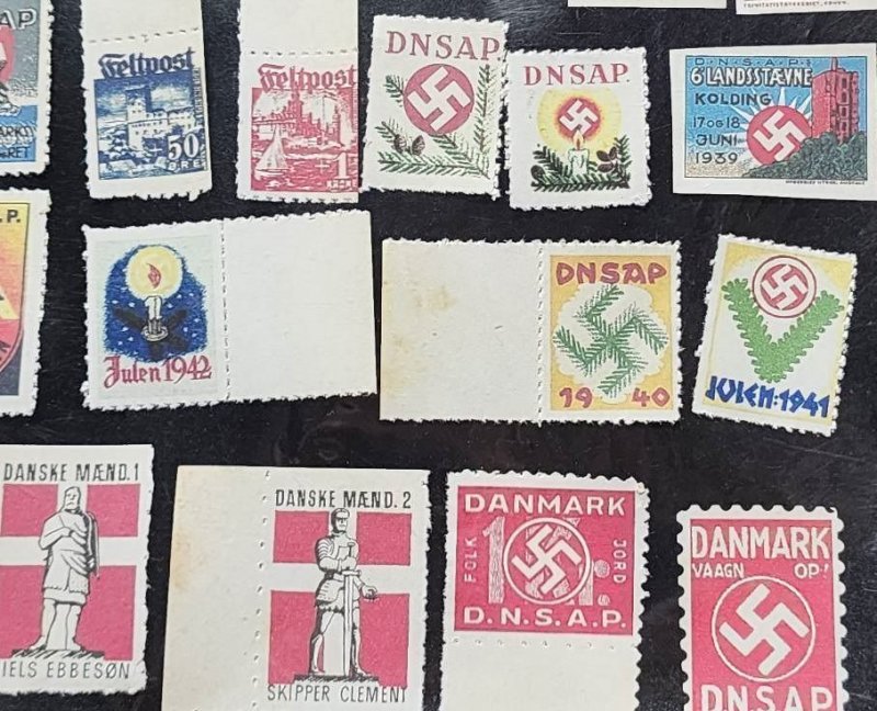DNSAP Danish Nazi party stamps vignettes lot Denmark WW2 WWII Third ...