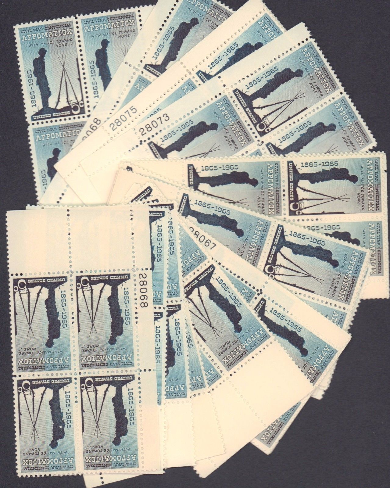 {BJ Stamps} US 1182 Surrender-Appomattox.. MNH 25 Plate Blocks of 5 ...