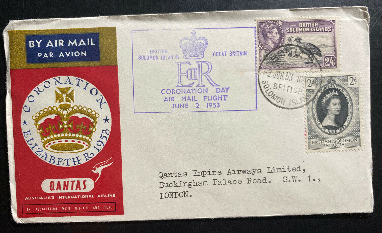 1953 Solomon Island QE2 Coronation First DAy Cover Queen Elizabeth 2 ...