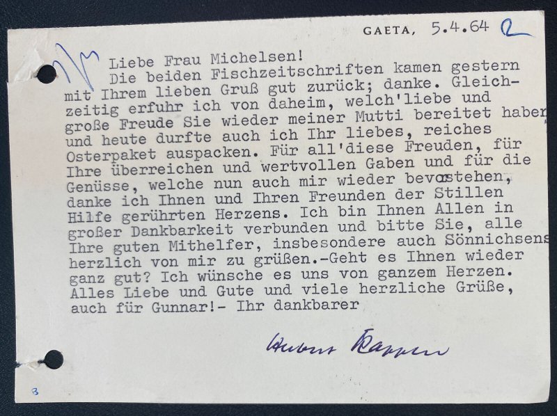 1964 SS Kappler & Reader Prisoners Of War POW Gaeta Italy Postcard ...