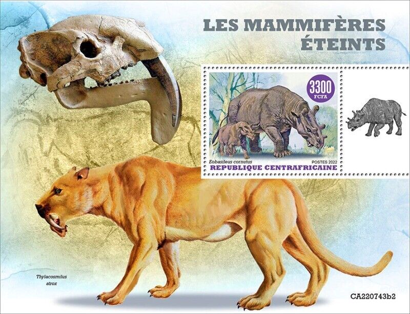 Central Africa - 2022 Extinct Mammals - Stamp Souvenir Sheet ...