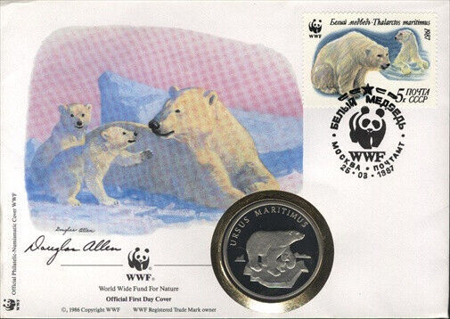 Russia FDC 1987 Bears WWF with Coin for 30 years | Europe - Russia ...