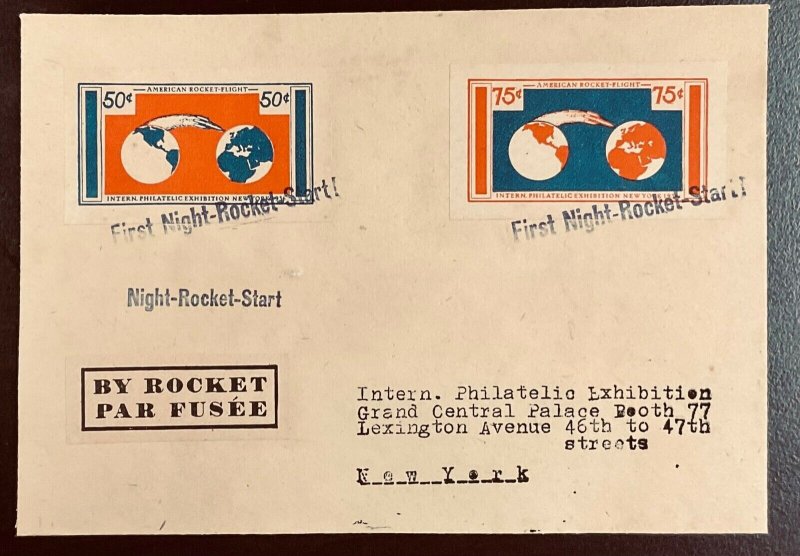 1936 Rocket Flight Tipex Triangle Stamps NY on 2 Covers Night Rocket ...