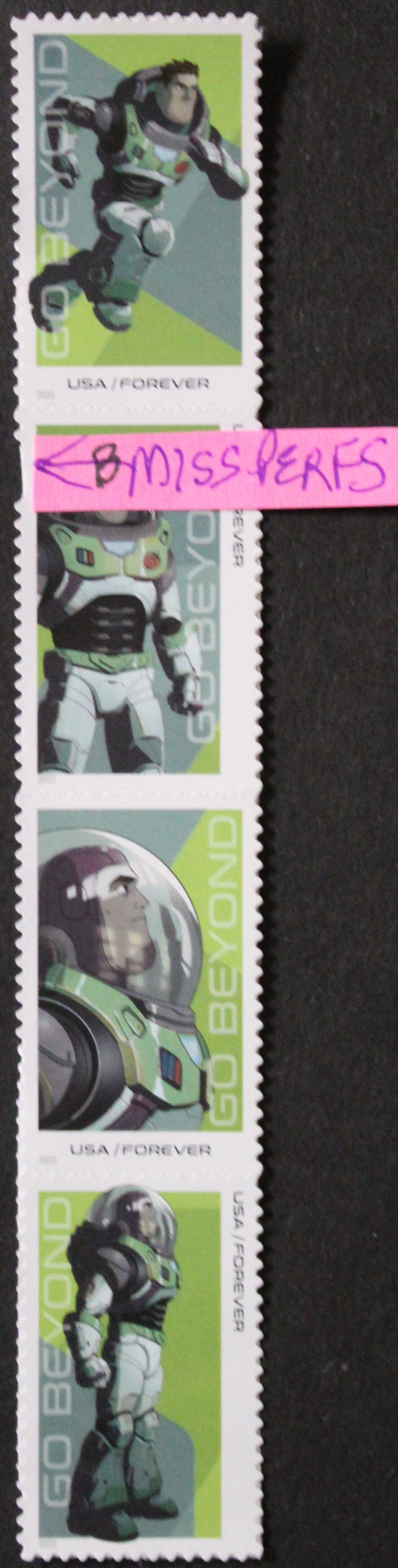 U.S.#5709-5712 Go Beyond 60c FE Vert.Strip of 4, MNH. Missing Perfs ...