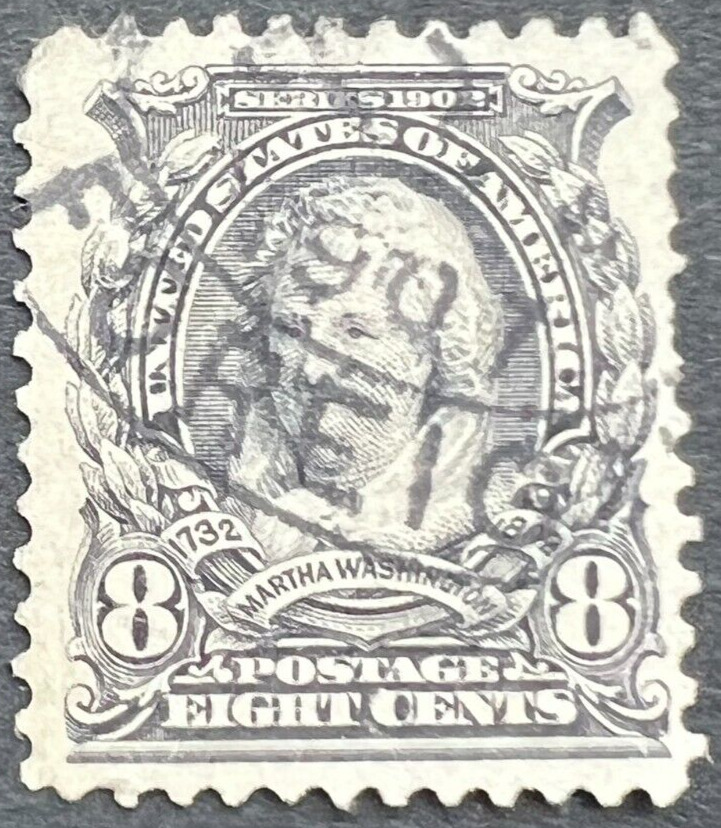 Scott#: 306 - Martha Washington 8¢ 1902 BEP used single stamp - Lot C3 ...