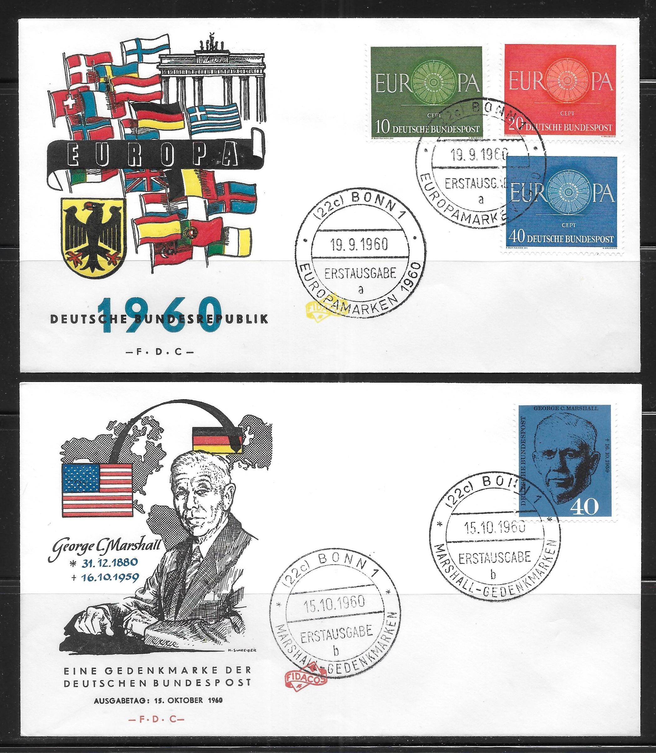 Germany 1960 FDC's 818-822, B372-B375 | Europe - Germany & Colonies ...