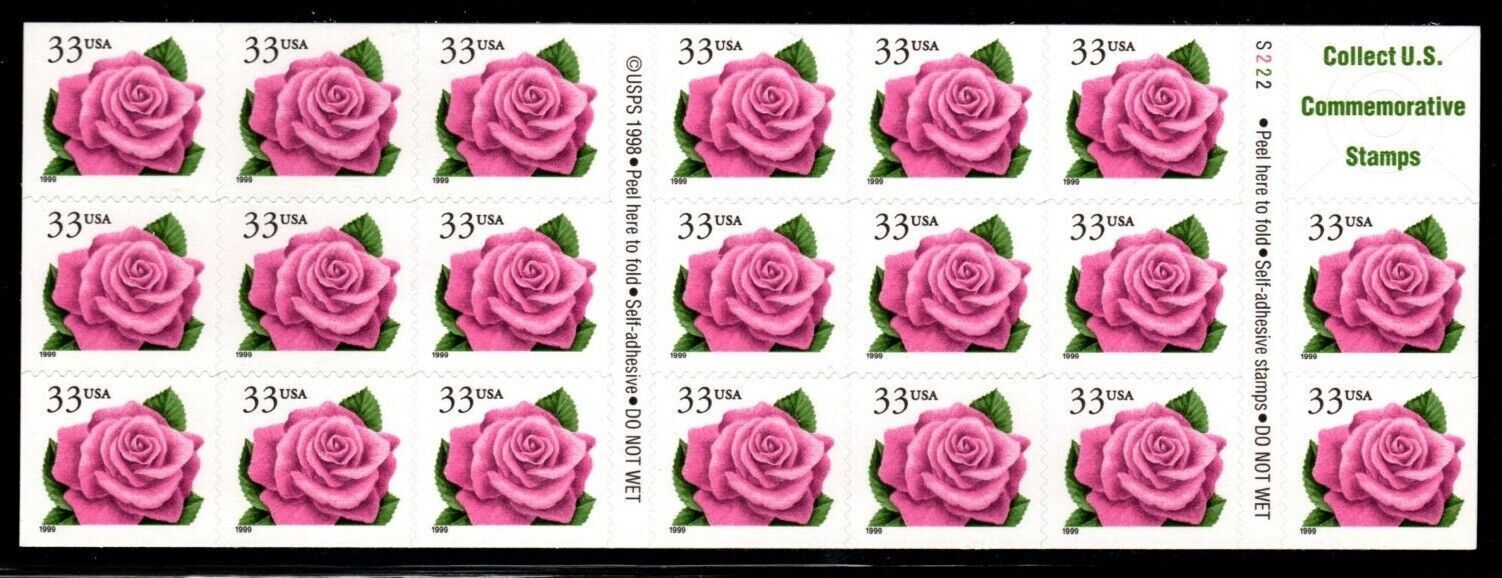 ALLY'S STAMPS US Scott #3052d 33c Rose Coral Pink S/A - Pane [20] MNH ...