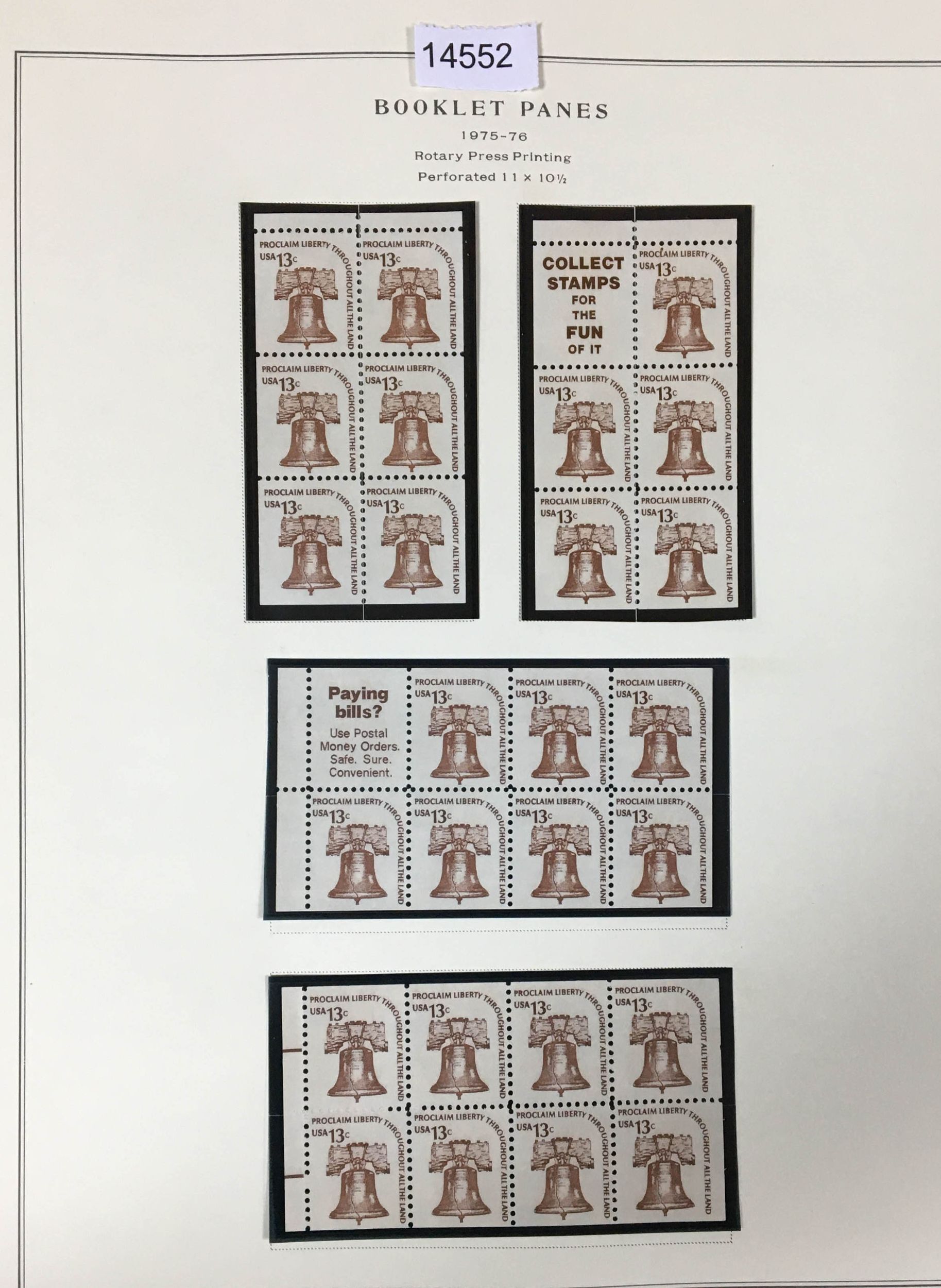 US Stamps # Booklet Panes Collection Mint OG 8 Pages LOT #14552 ...