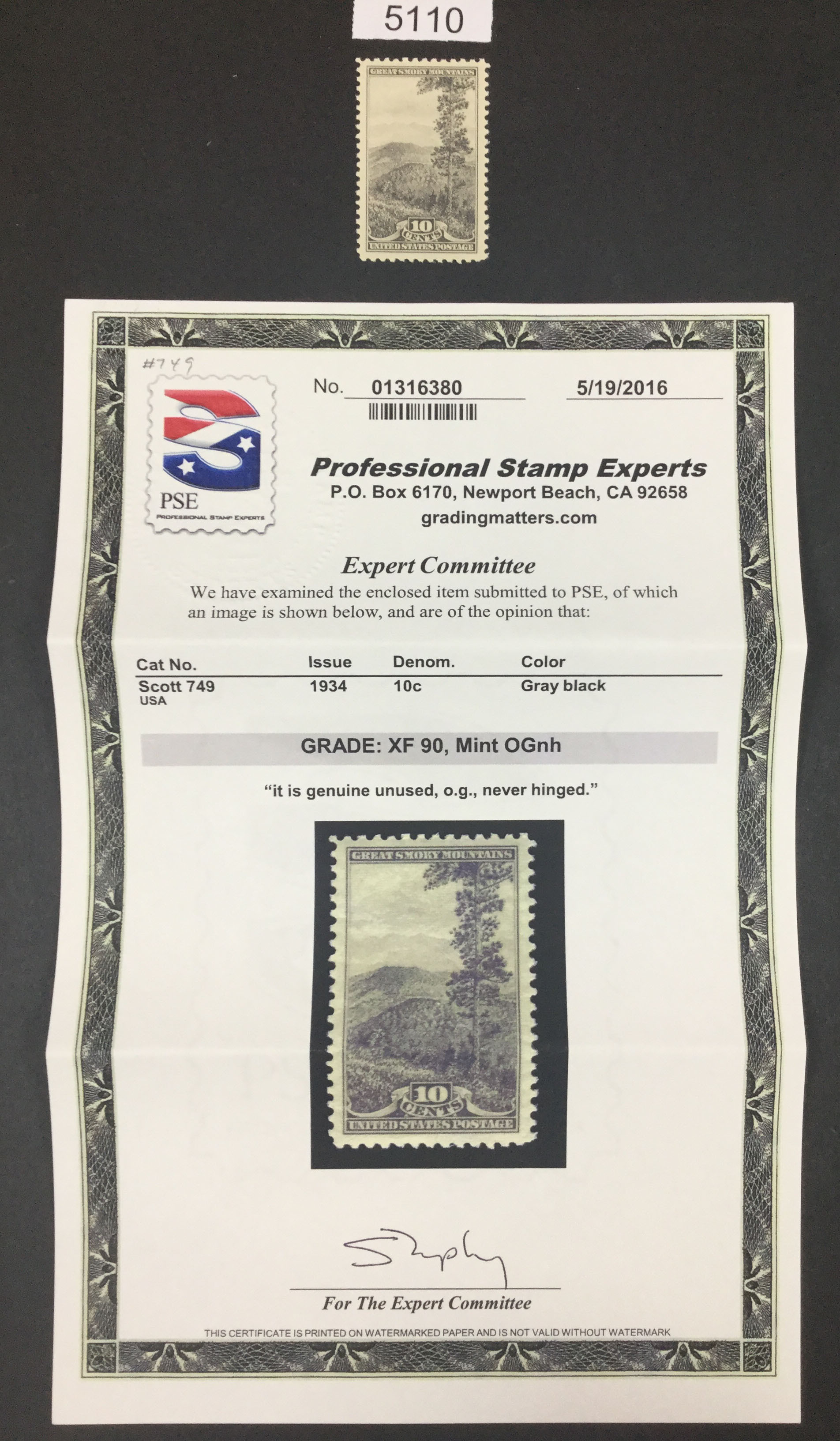 US Stamps #749 Mint OG NH *Pse Graded Xf-90 Cert* LOT #5110 | United ...