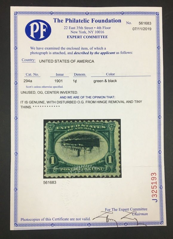 US Stamps #294A Inverted Center Mint OG H PF Cert LOT #85927 | United ...