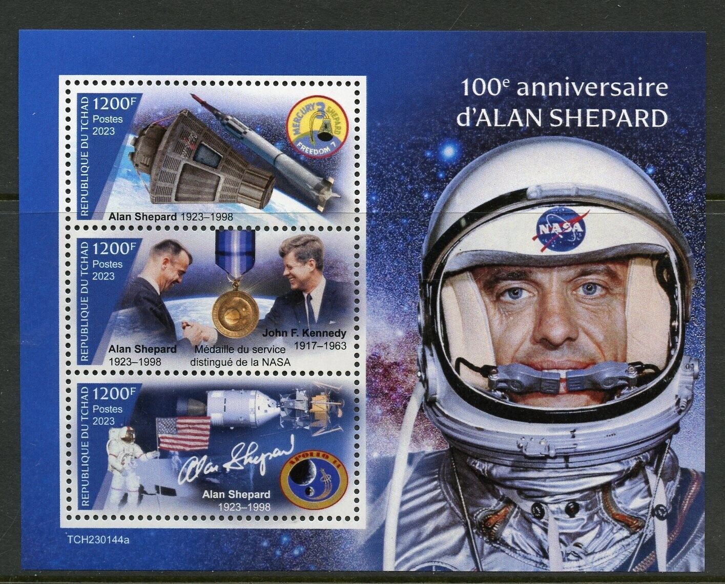 Chad 2023 100th Anniversary of Alan Shepard Sheet With John F Kennedy ...
