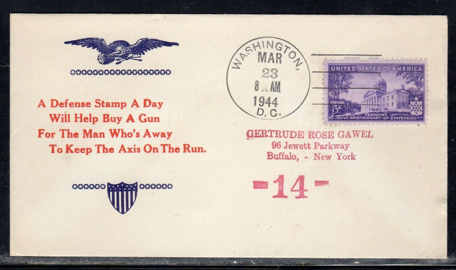US WW2 Patriotic Defense Stamp A Day 1944 c35 | United States, Stamp ...