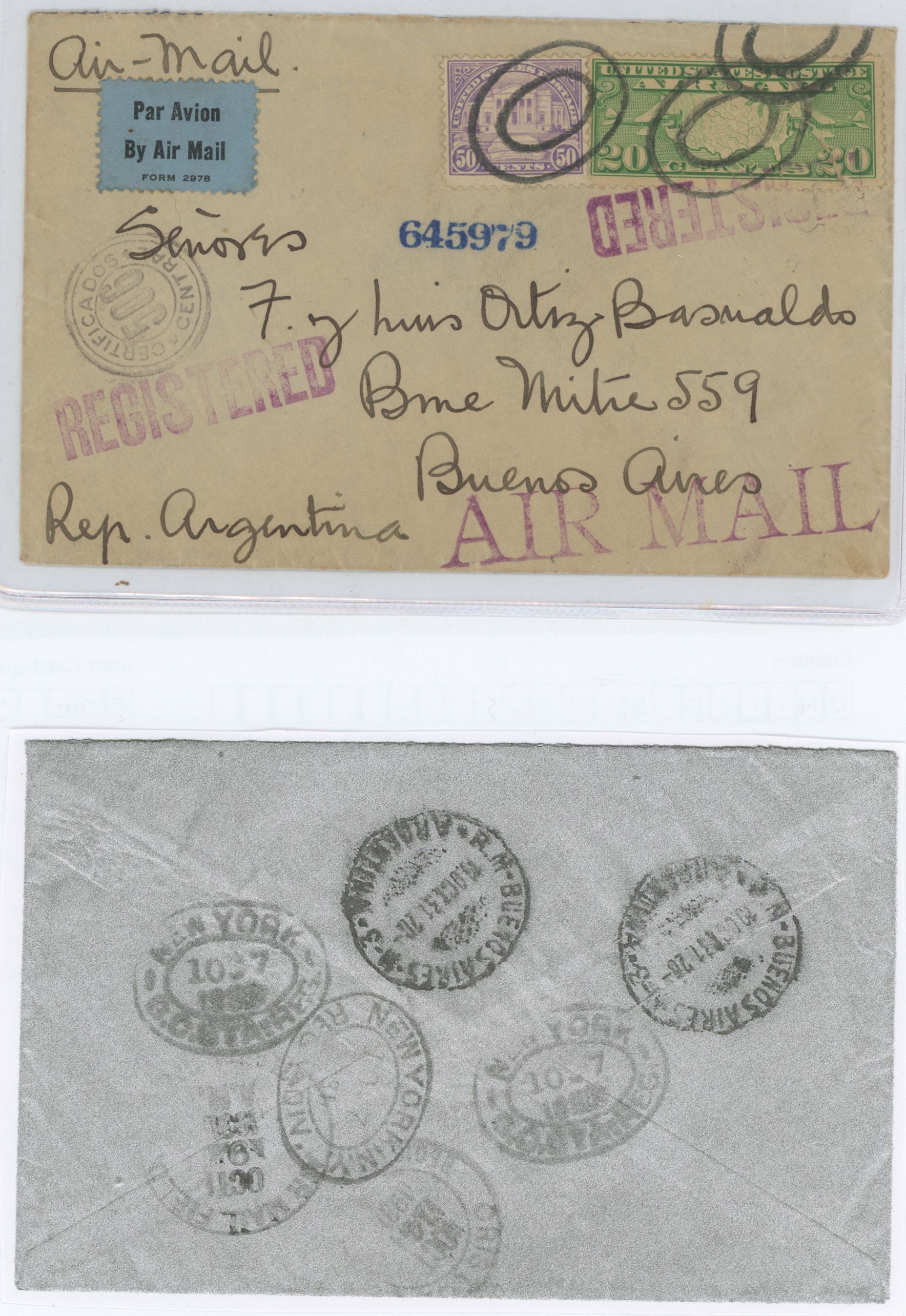 US 570/C9 (1926) 70c postage was affixed to this 1928 cover to pay ...