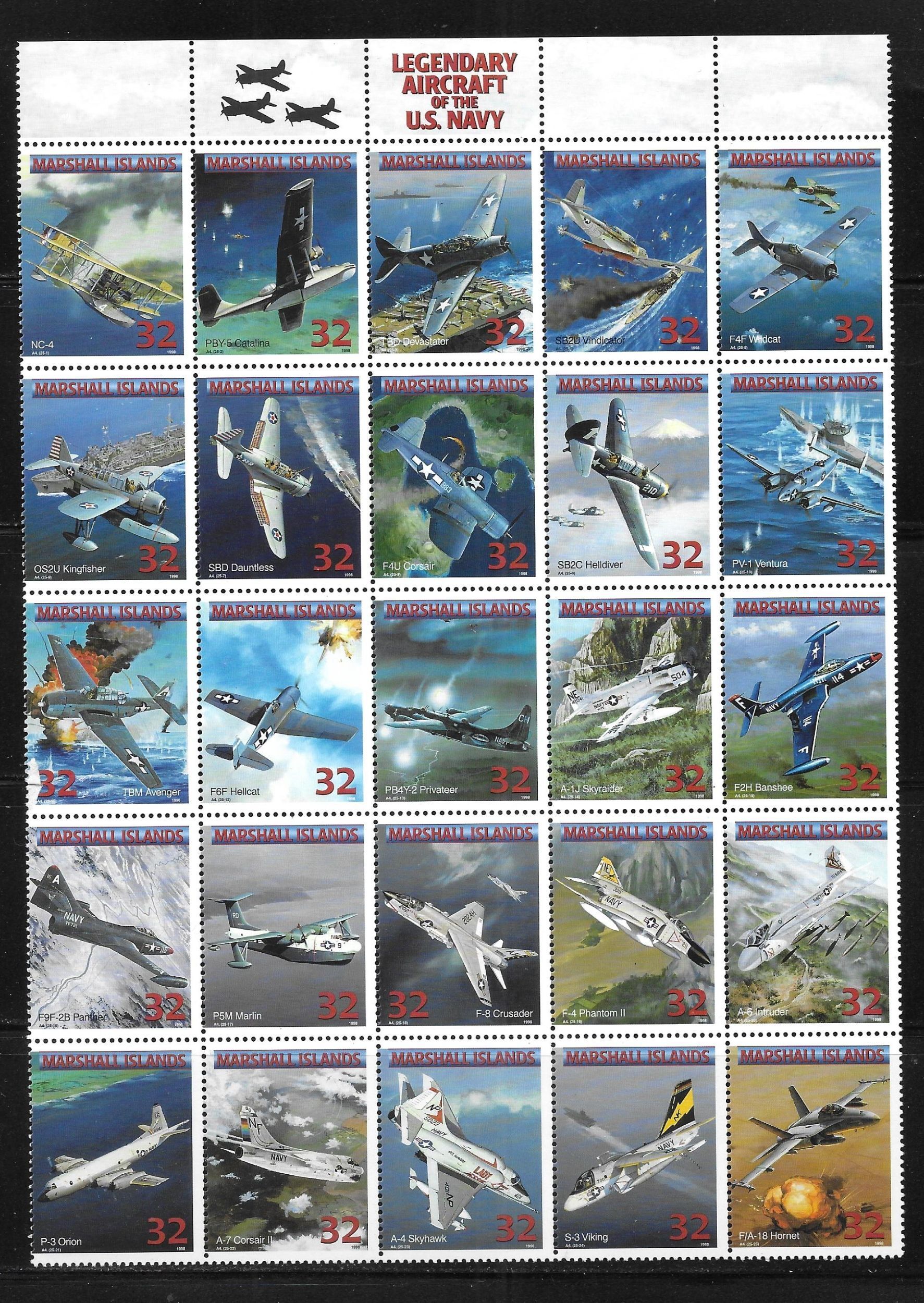 Marshall Islands 666a-666y Aircraft Singles Mint Never Hinged Scott c.v ...