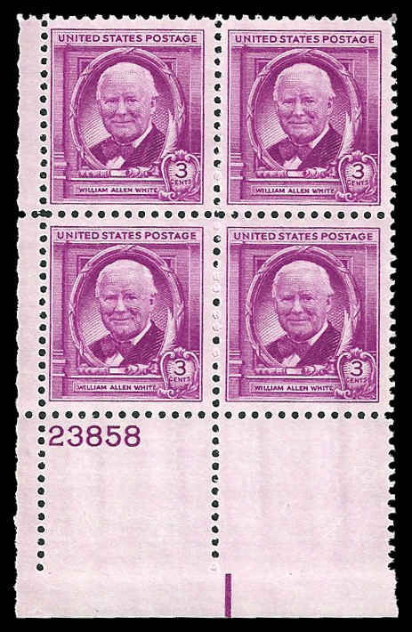 PCBstamps US # 960 PB 12c(4x3c)William Allen White, (23857), MNH, (PB-1 ...