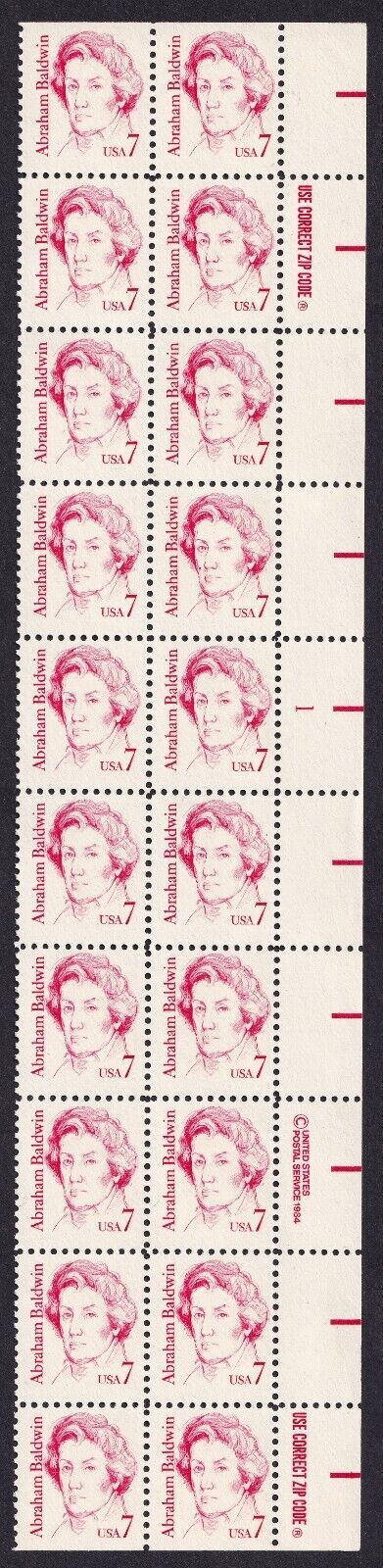 Scott #1850 Abraham Baldwin Plate Block of 20 Stamps - MNH | United ...