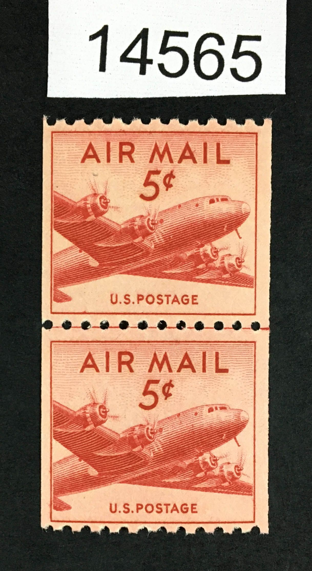 US Stamps # C37 Coil Line Pair Mint OG NH Post Office Fresh $ LOT ...