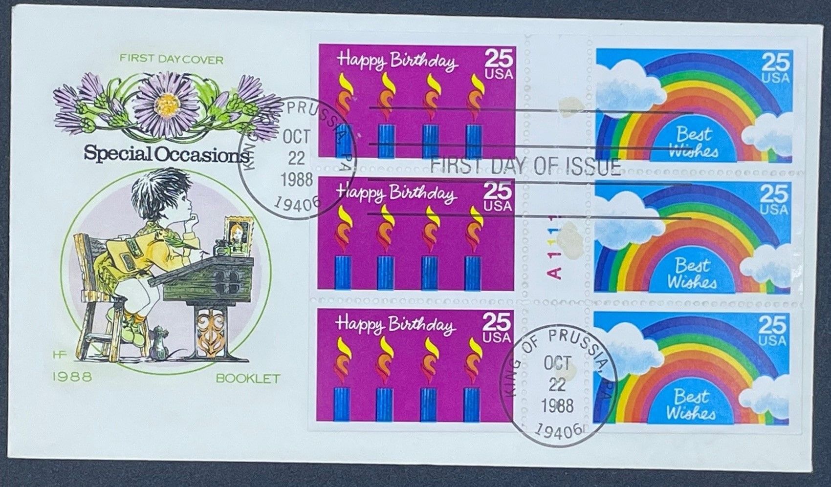 Scott 2396a FDC Happy Birthday/Best Wishes Block of 6 House of Farnam ...