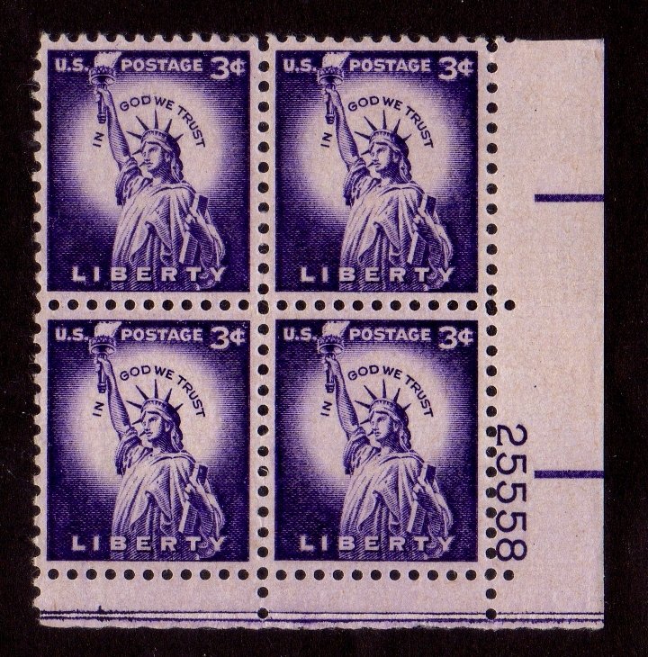 1035c 3c Liberty 25558 LR Plate Block | United States, General Issue ...
