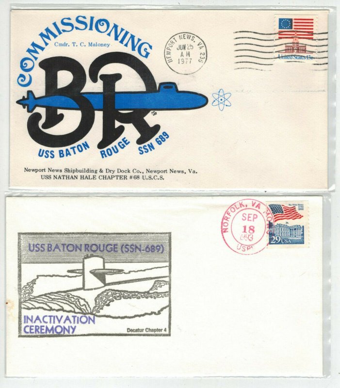 US NAVY SUBMARINE SSN 689 USS BATON ROUGE SET OF 2 Commissioning ...