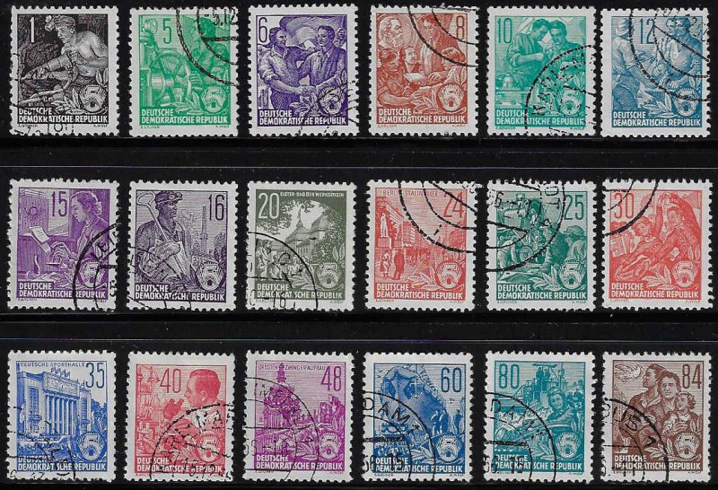 Germany (DDR) #187-204 Used; complete set of 18 stamps (1953-54 ...