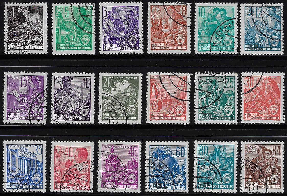 Germany (DDR) #187-204 Used; complete set of 18 stamps (1953-54 ...