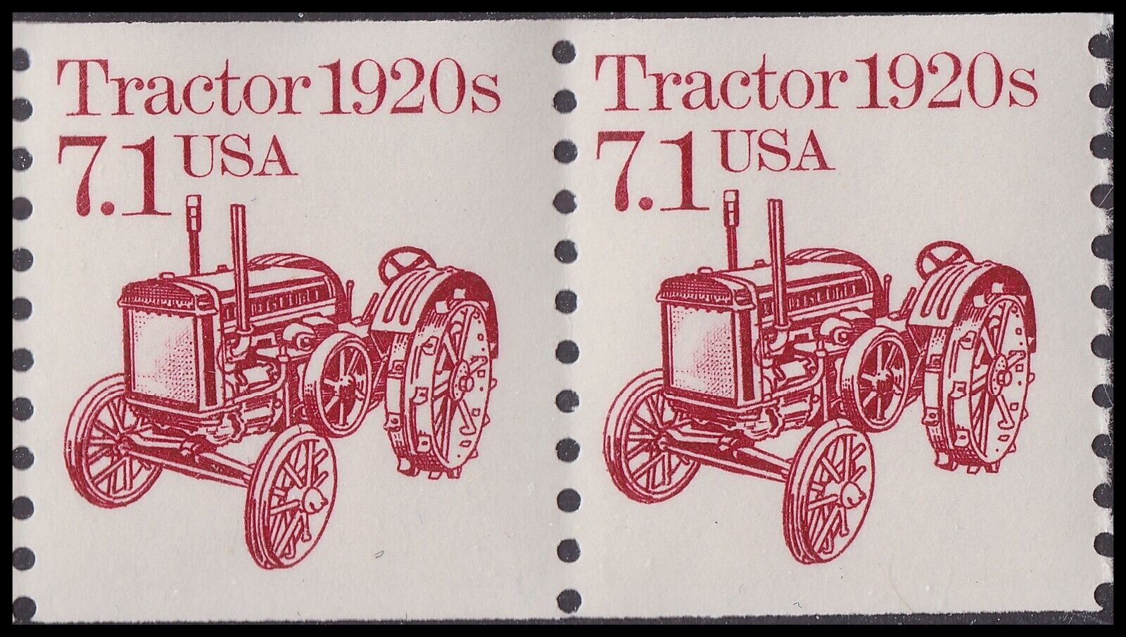 US 2127 Transportation Tractor 1920s 7.1c coil pair (2 stamps) MNH 1987 ...