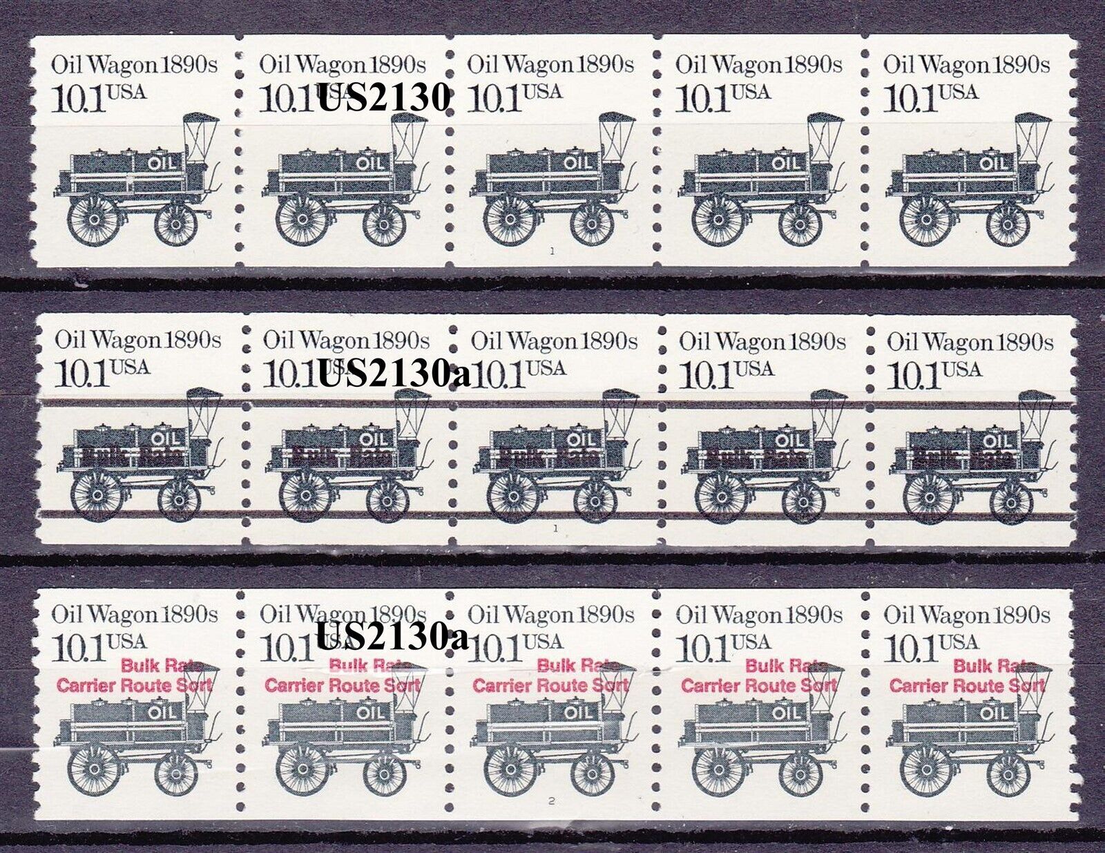 PNC5 10.1c Oil Wagon US 2130 2130a (Black), 2130a (Red) Lot (3) MNH F ...