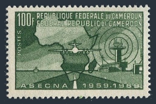 Cameroun 500,MNH.Michel 602. ASECNA.Plane,Map of Africa.1969. | Africa ...