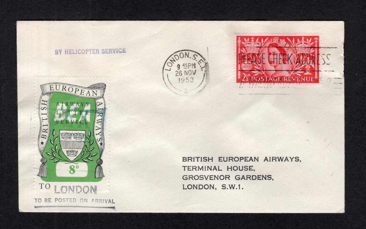 8d BEA AIR Letter Label 'TO London' Used on 1953 Cover | Great Britain ...